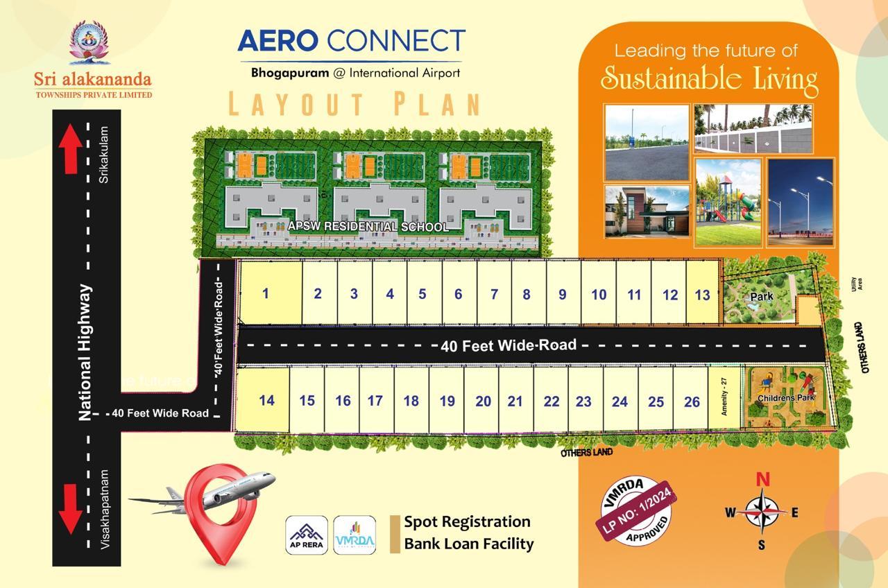 VUDA Approved Plots in Bhogapuram, Aero Connect Bhogapuram Open Plots ...